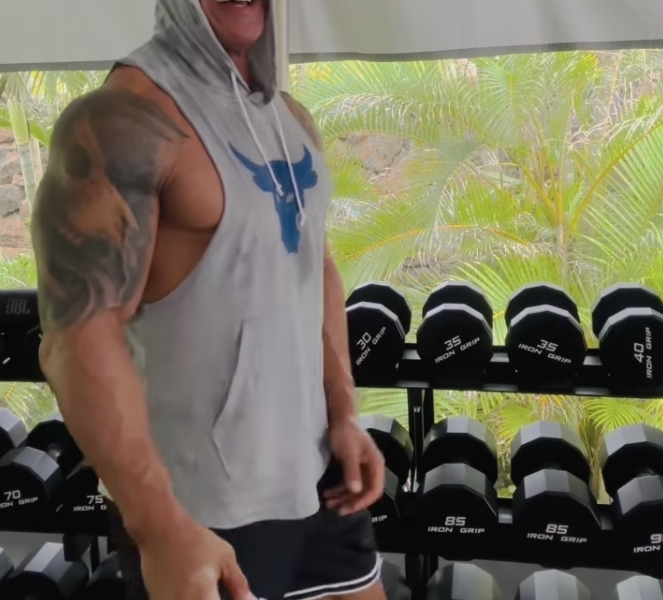 The Rock Builds Arm Energy and Measurement With This 'Burning' Bicep ...